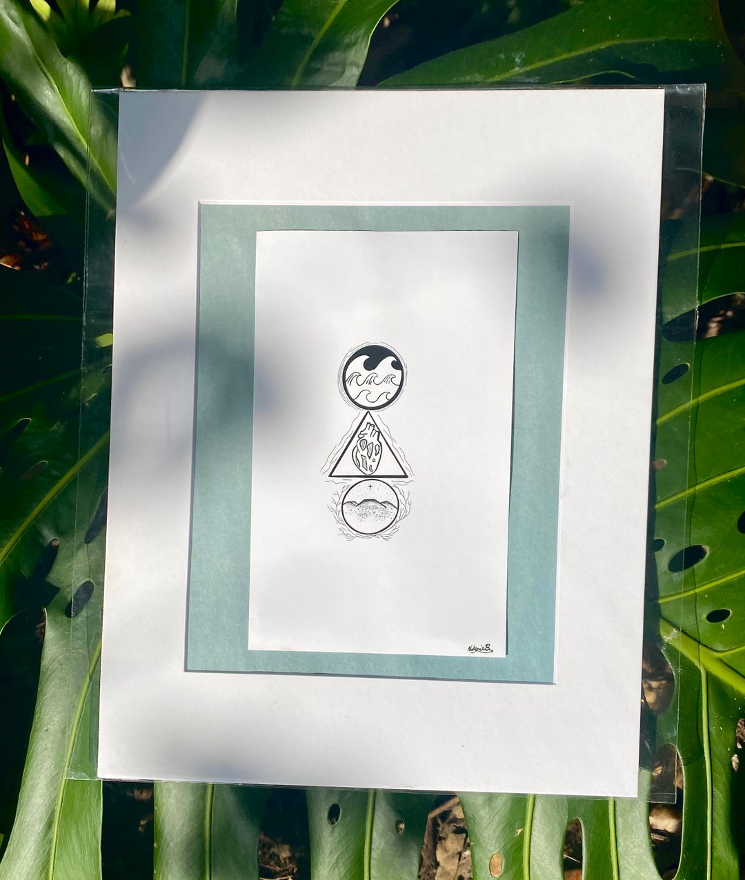 Native Hawaiian Inspired Ma Uka Ma Kai / Ocean, Mountain, Heart Print ...