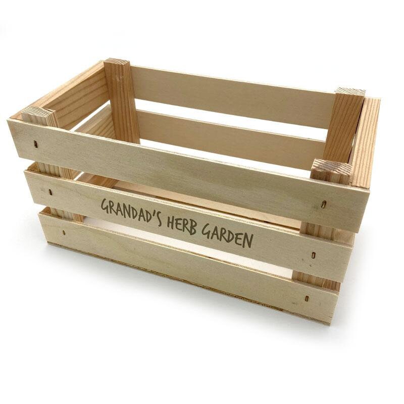 Personalised Wooden Crate With Engraved Message - Etsy UK