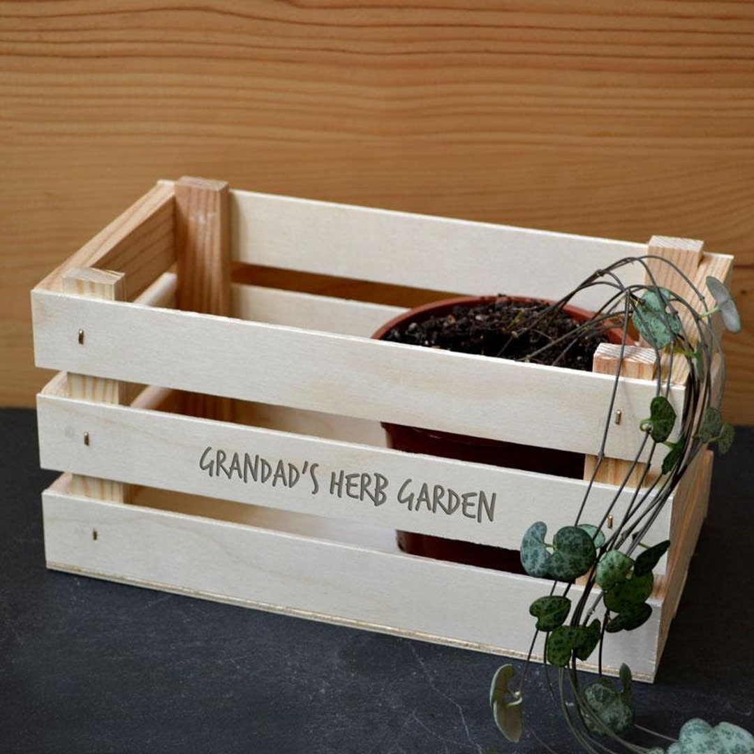Personalised Wooden Crate With Engraved Message - Etsy UK