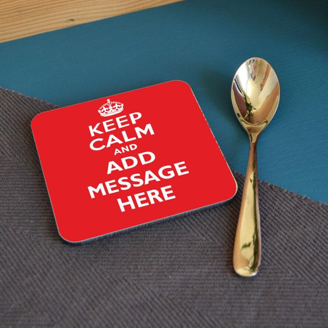 Personalised Square Keep Calm Coaster - Etsy UK