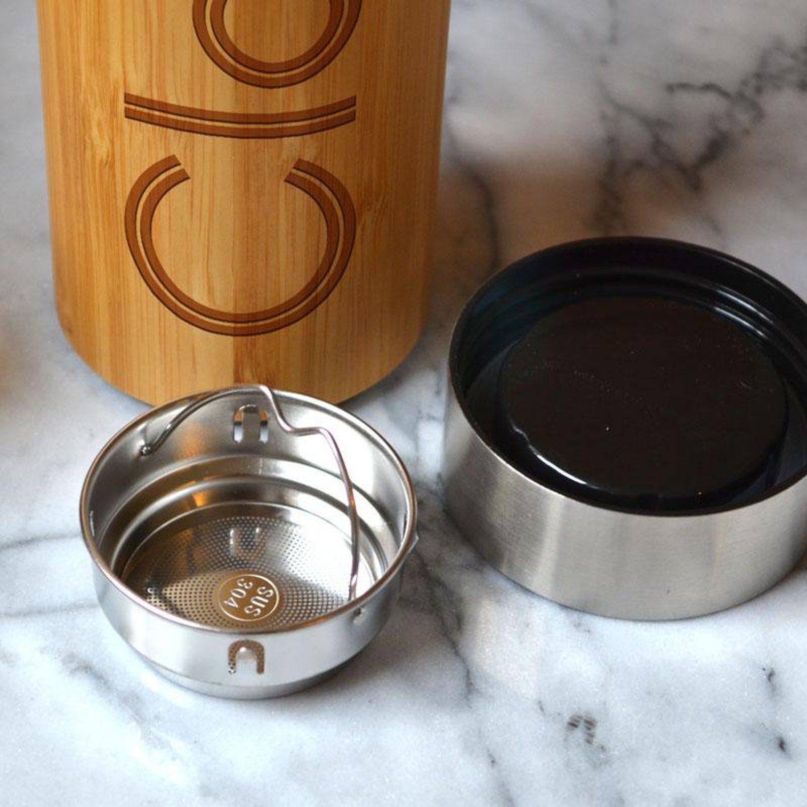 Personalised Bamboo Thermal Tea Flask With Tea Strainer Leak | Etsy UK