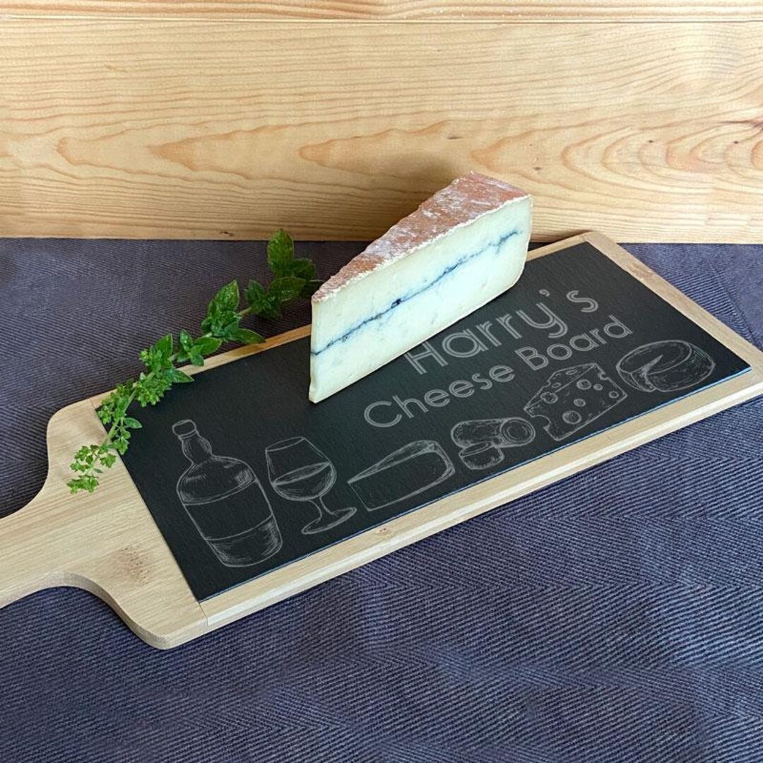 Personalised Bamboo and Slate Cheese Board Cheese Icons - Etsy