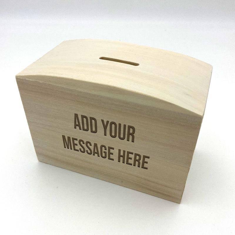 Personalised Wooden Money Box Any Message Engraved - Etsy