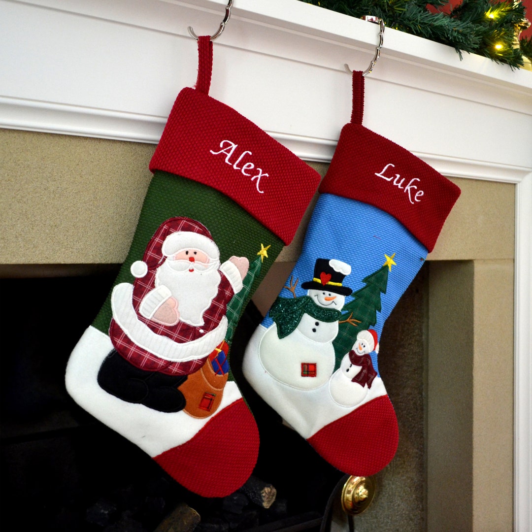 Luxury Personalised Embroidered Vintage Style Christmas Stockings With ...