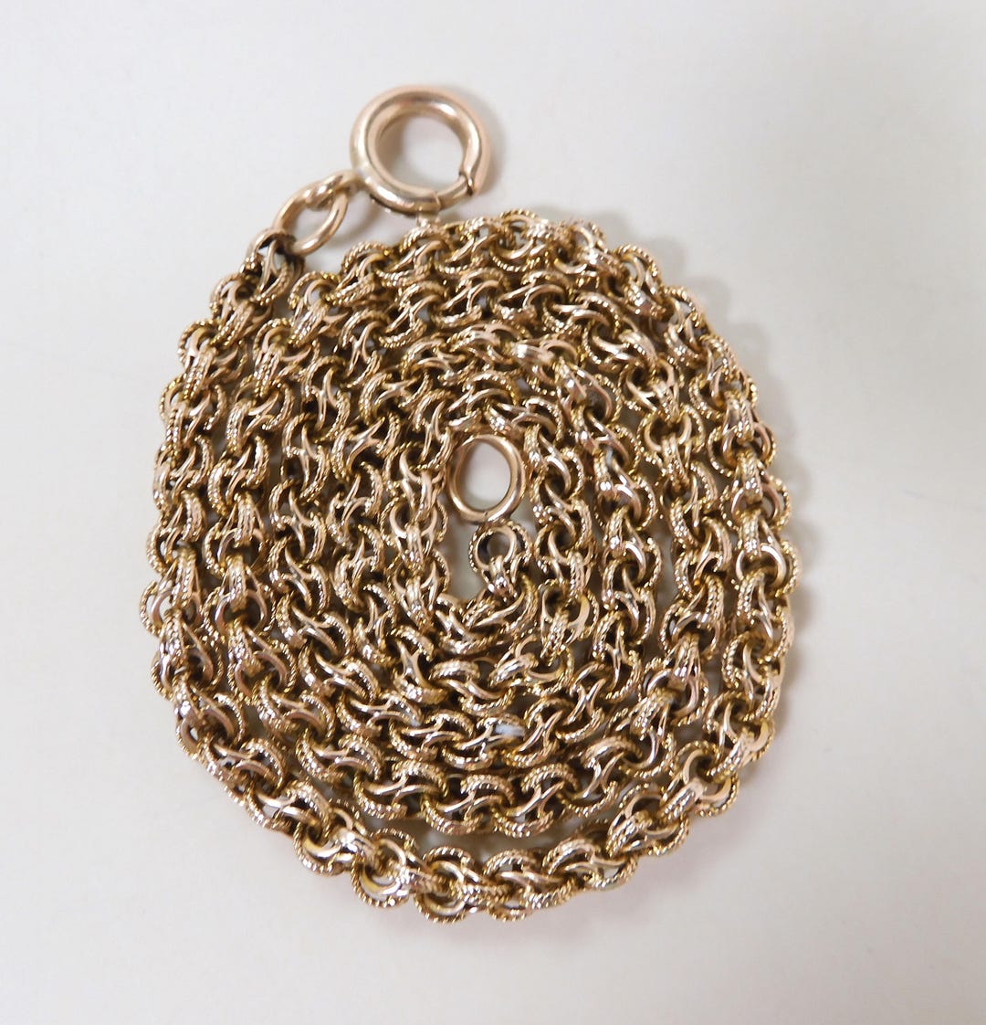 Antique Victorian 14K Gold Fancy Triple Rolo Chain Necklace 18 1/4 ...