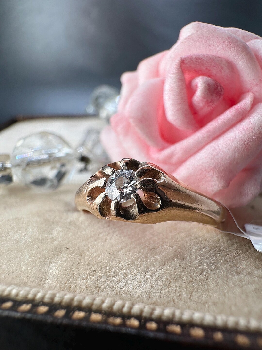 Beautiful Old Swedish 18k Gold Buttercup Belcher European Diamond Ring ...