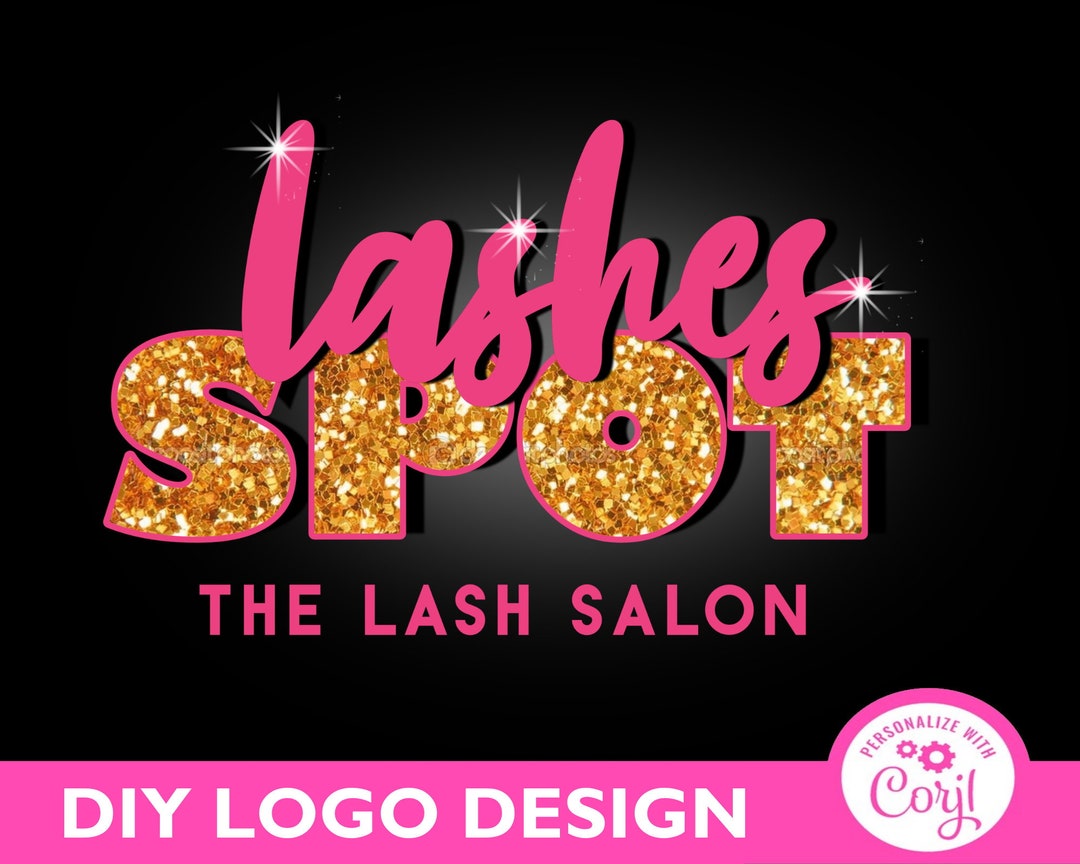 DIY Hot Pink Logo Lashes Logo Lash Logo Design Gold Logo - Etsy
