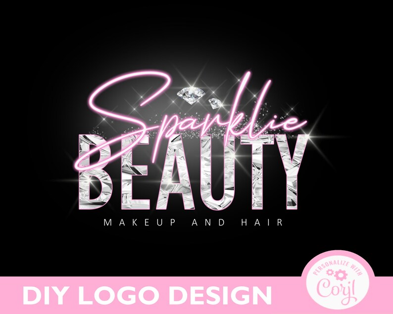 Pink Neon Logo Pink Diamonds Logo Diamond Logo Design Chic - Etsy