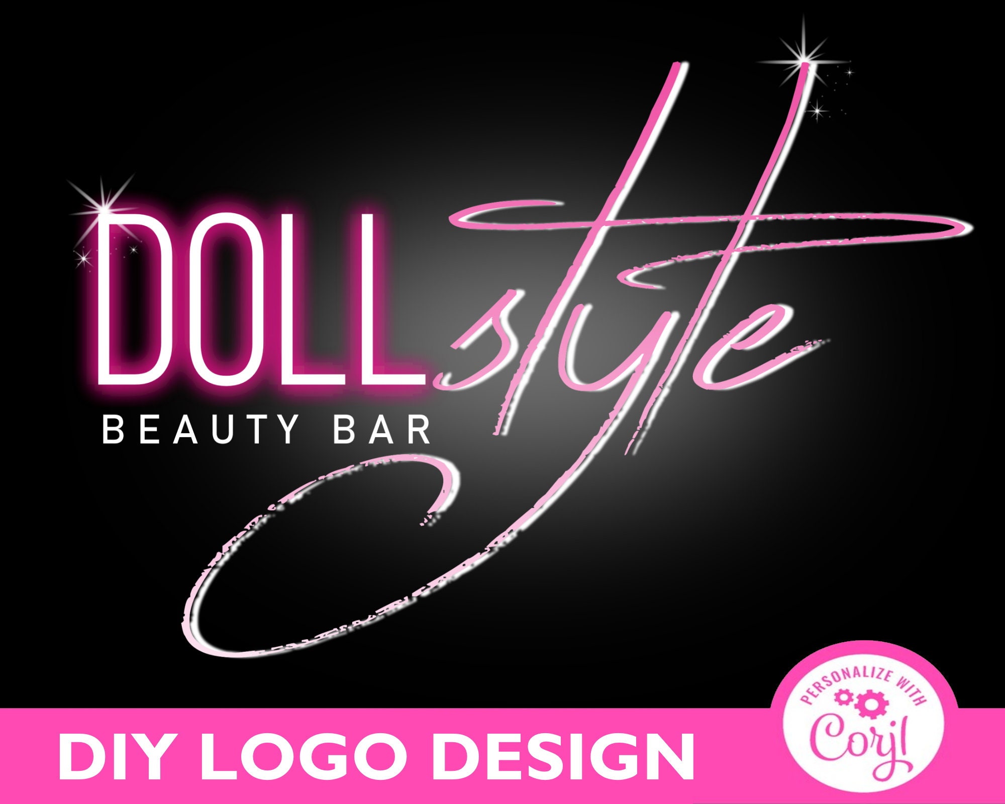 DIY Neon Pink Logo Design Editable Boutique Logo Template - Etsy