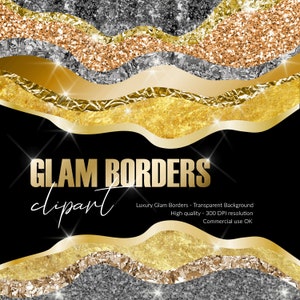 GOLD Paper Borders, Paper Tears Clipart, Gold Glitter Overlay Pngs ...