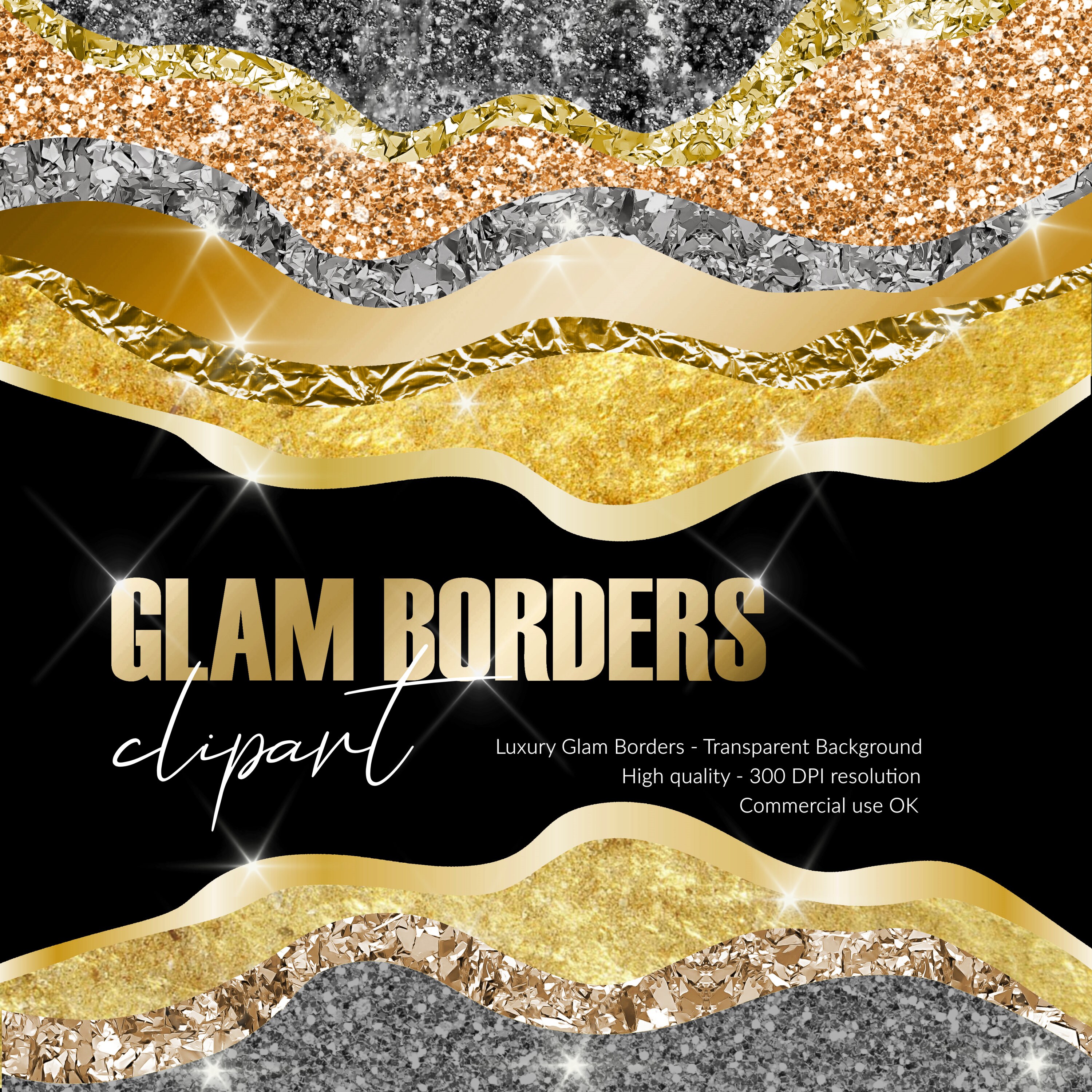 GOLD Paper Borders Paper Tears Clipart Gold Glitter Overlay - Etsy