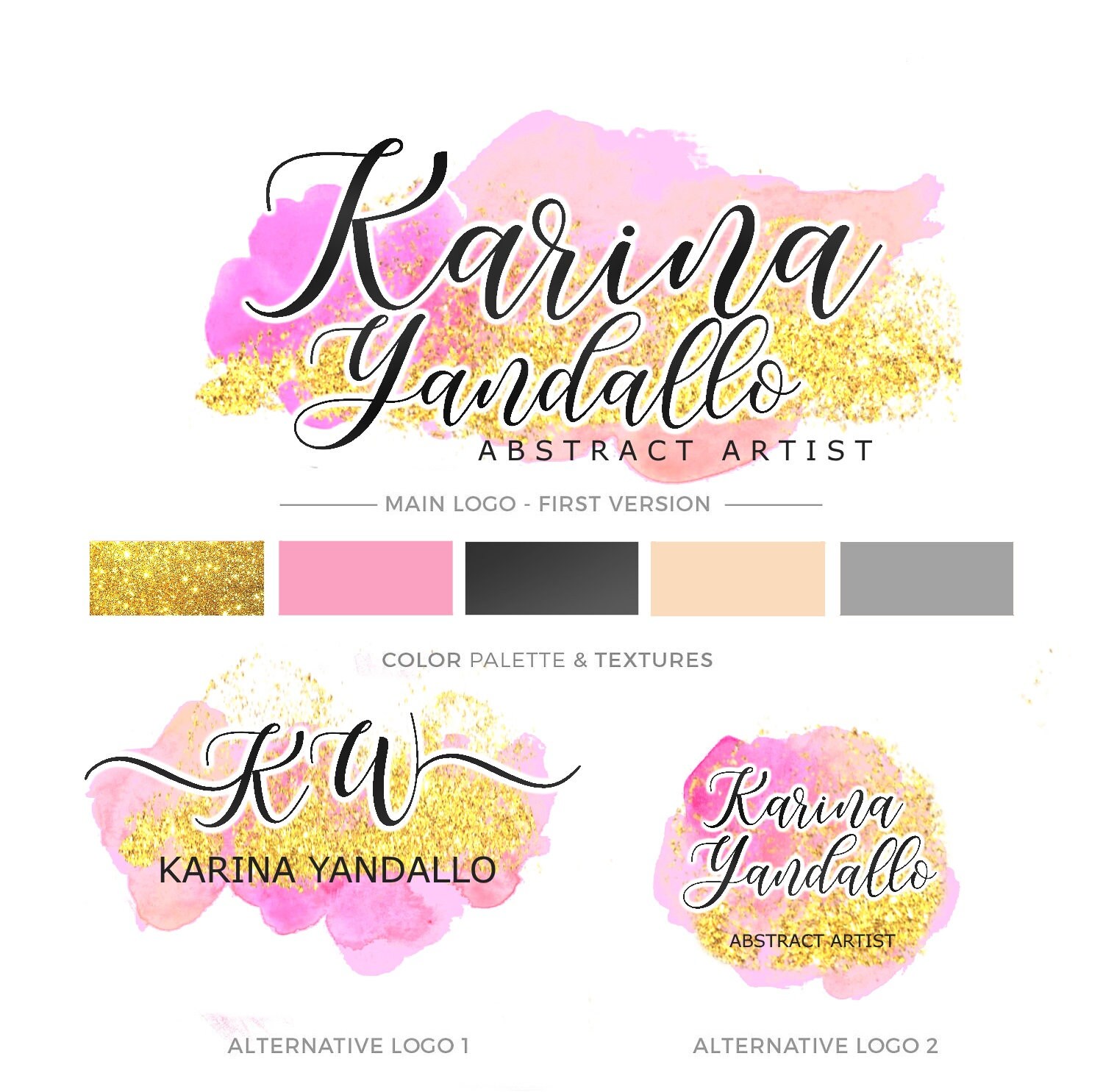 Pink Cursive Logo Signature Logo Handwriting Logo Logo Set - Etsy