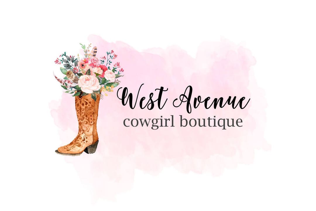 Boot Logo Design Boots Logo Floral Boot Cowboy Logo - Etsy