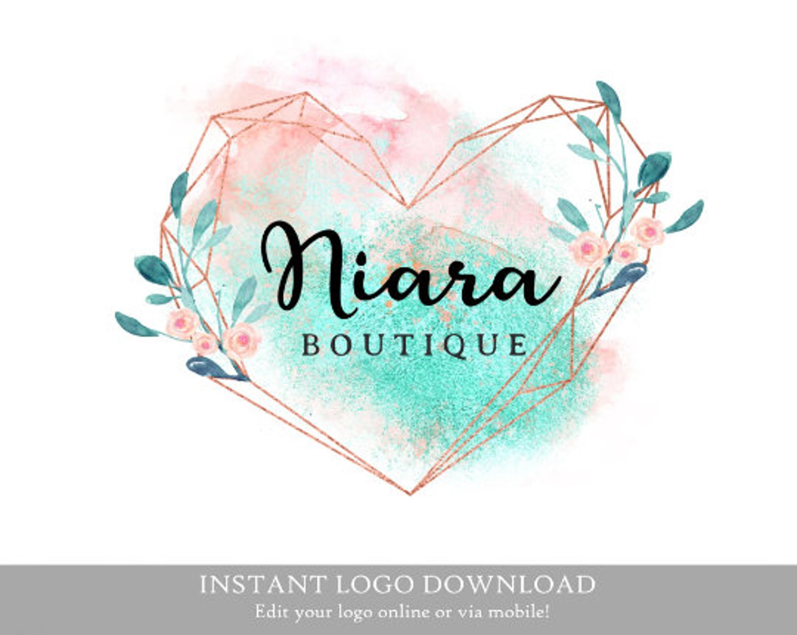 Watercolor Heart Logo Heart Frame Logo Chic Logo Shabby - Etsy