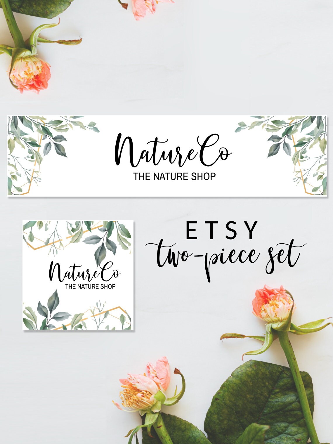 Etsy Set With Cover and Avatar Floral Organic Leaves - Etsy
