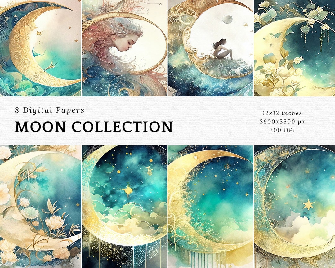 Moon Digital Paper Digital Paper Pack HD Art Moon in - Etsy Australia