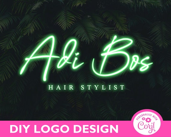 Green Neon Logo DIY Green Logo Premade Logo Business Logo - Etsy