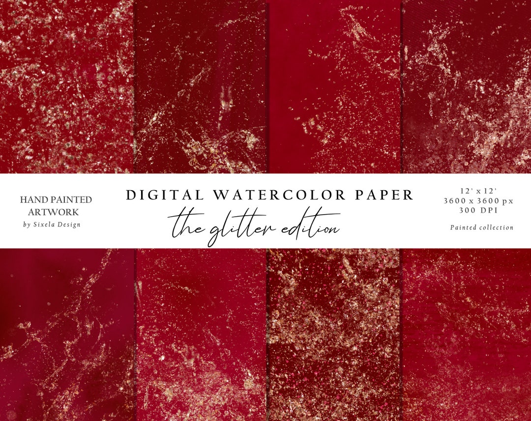 Red Gold Paper, Red Gold Marble Paper, Marble Paper Pack, Red Digital ...