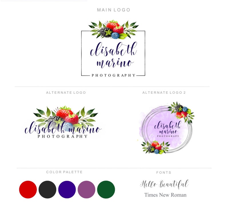 Berry Logo Set Berries Logos Strawberry Logo Leaf Logo - Etsy