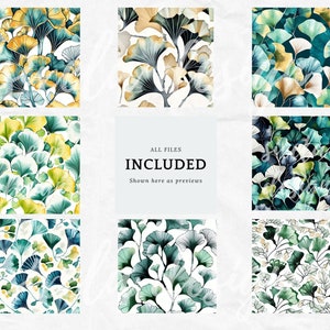 Ginko Paper, Leaves Paper, Ginko Pattern, Digital Papers, Paper Pack ...