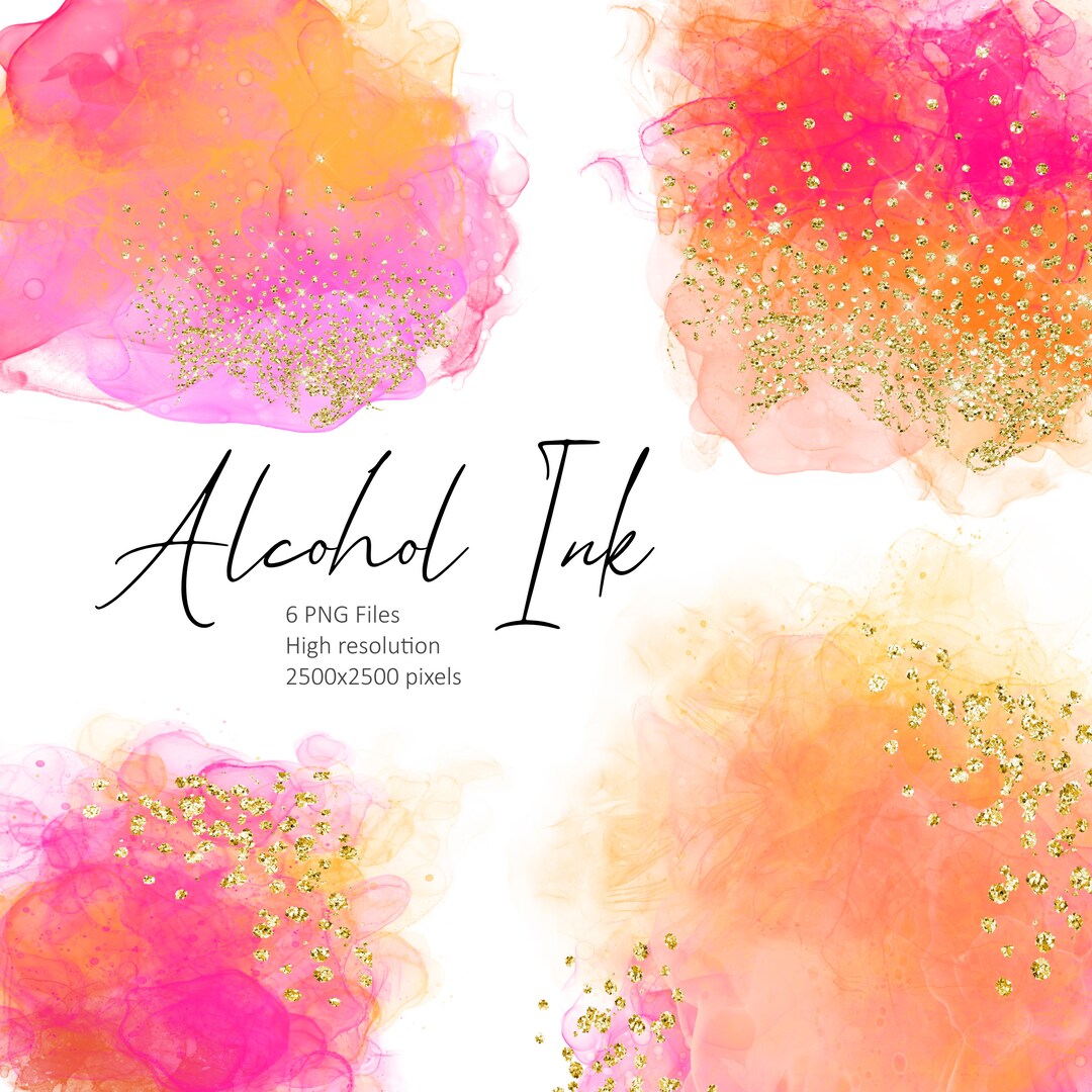 Red Alcohol Ink, Orange Alcohol Ink, Pink Red Clipart, Pink and Orange ...