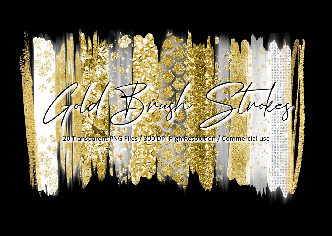 Gold Brush Strokes, Gold Strokes, Sparkle, Glitter, Watercolor Brush ...