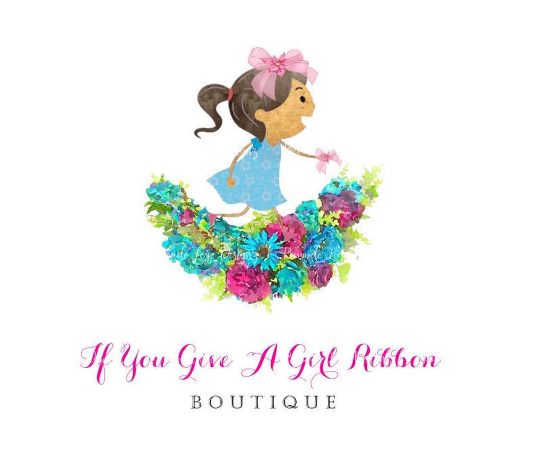 Little Girl Logo Running Logo Ribbon Logo Floral Logo - Etsy