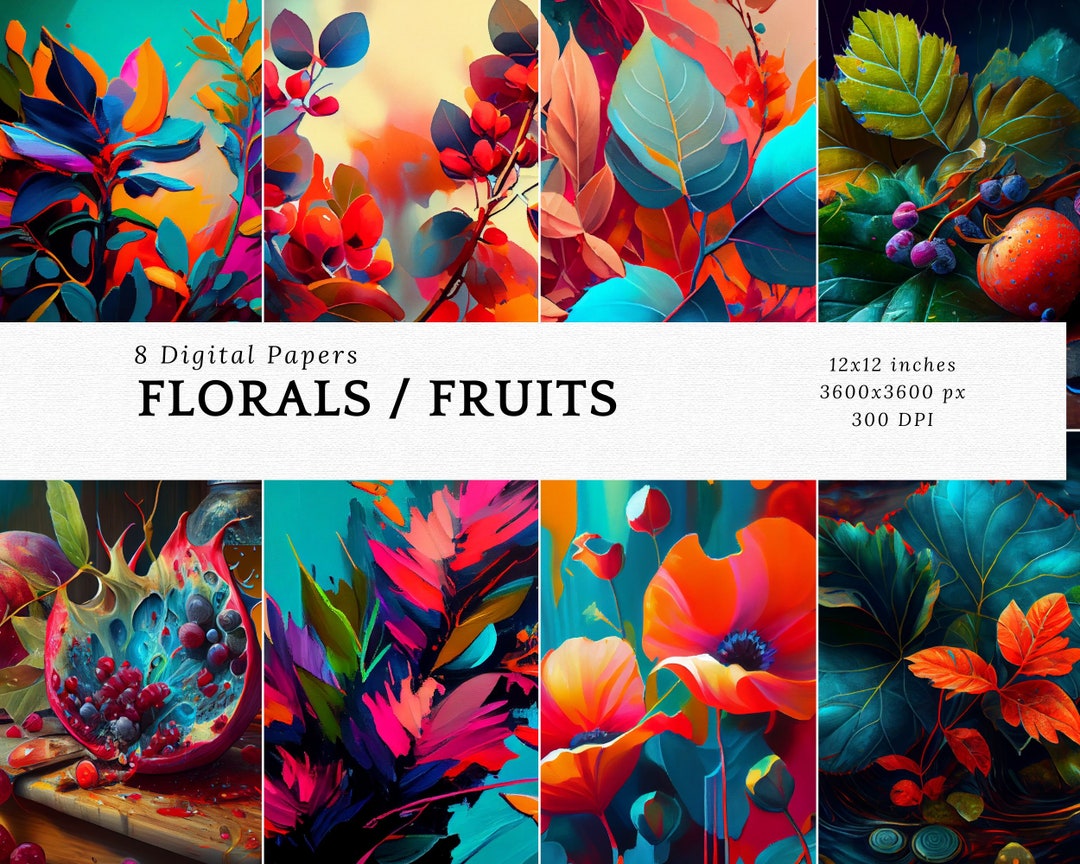Fruits Paper Berries Paper Leaves Paper Digital Papers - Etsy