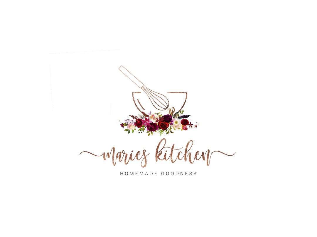 Floral Whisk Logo Floral Kitchen Logo Flowers Bake Logo - Etsy