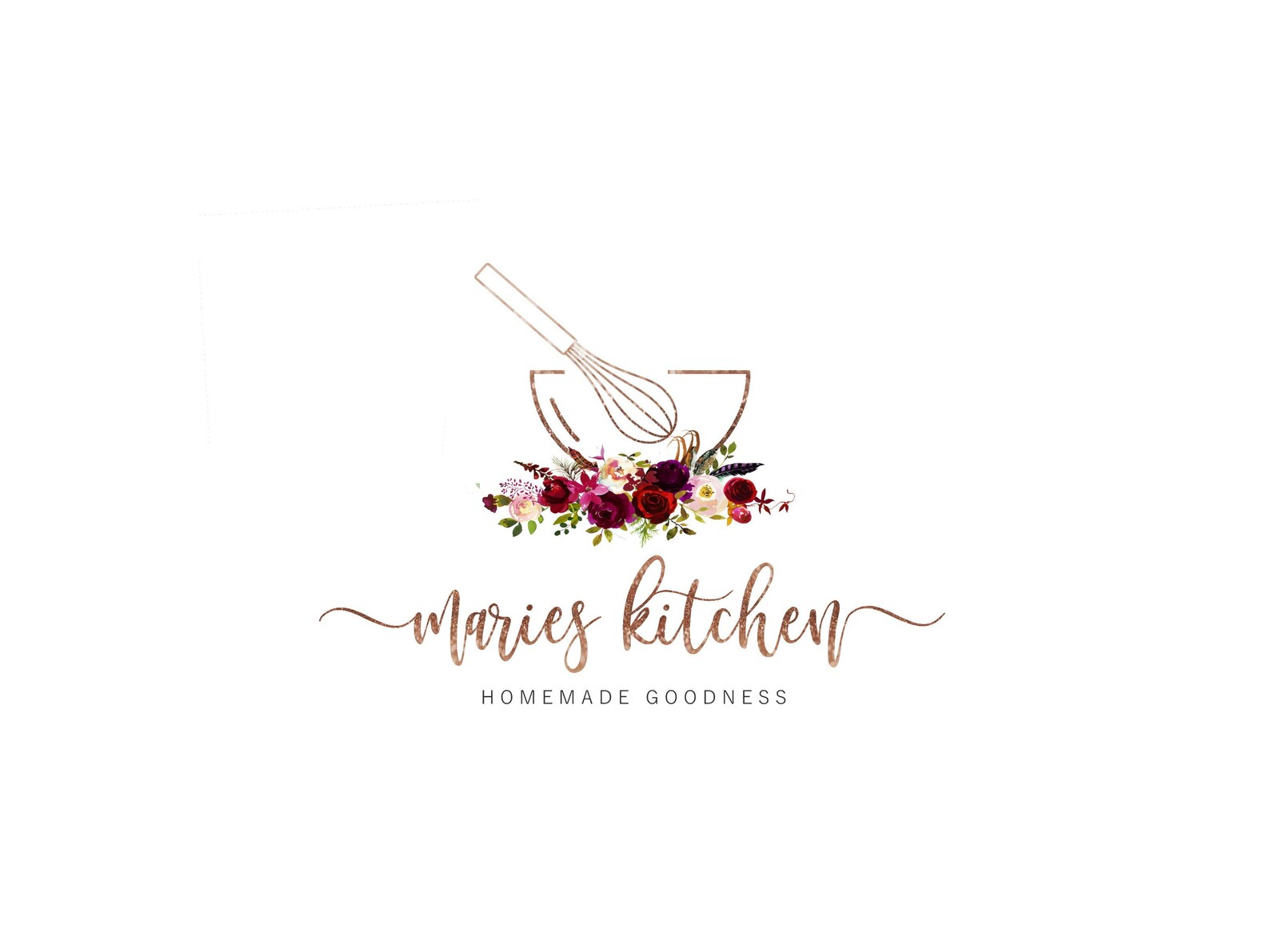 Floral Whisk Logo Floral Kitchen Logo Flowers Bake Logo - Etsy