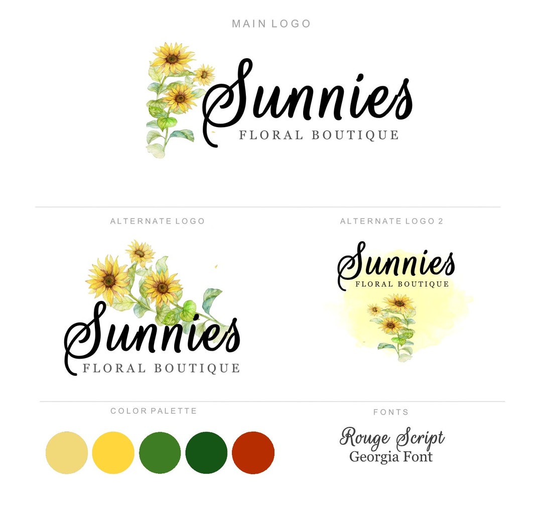 Sunflower Logo Kit, Sun Flower Logo, Floral Logo, Yellow Flower Logo ...