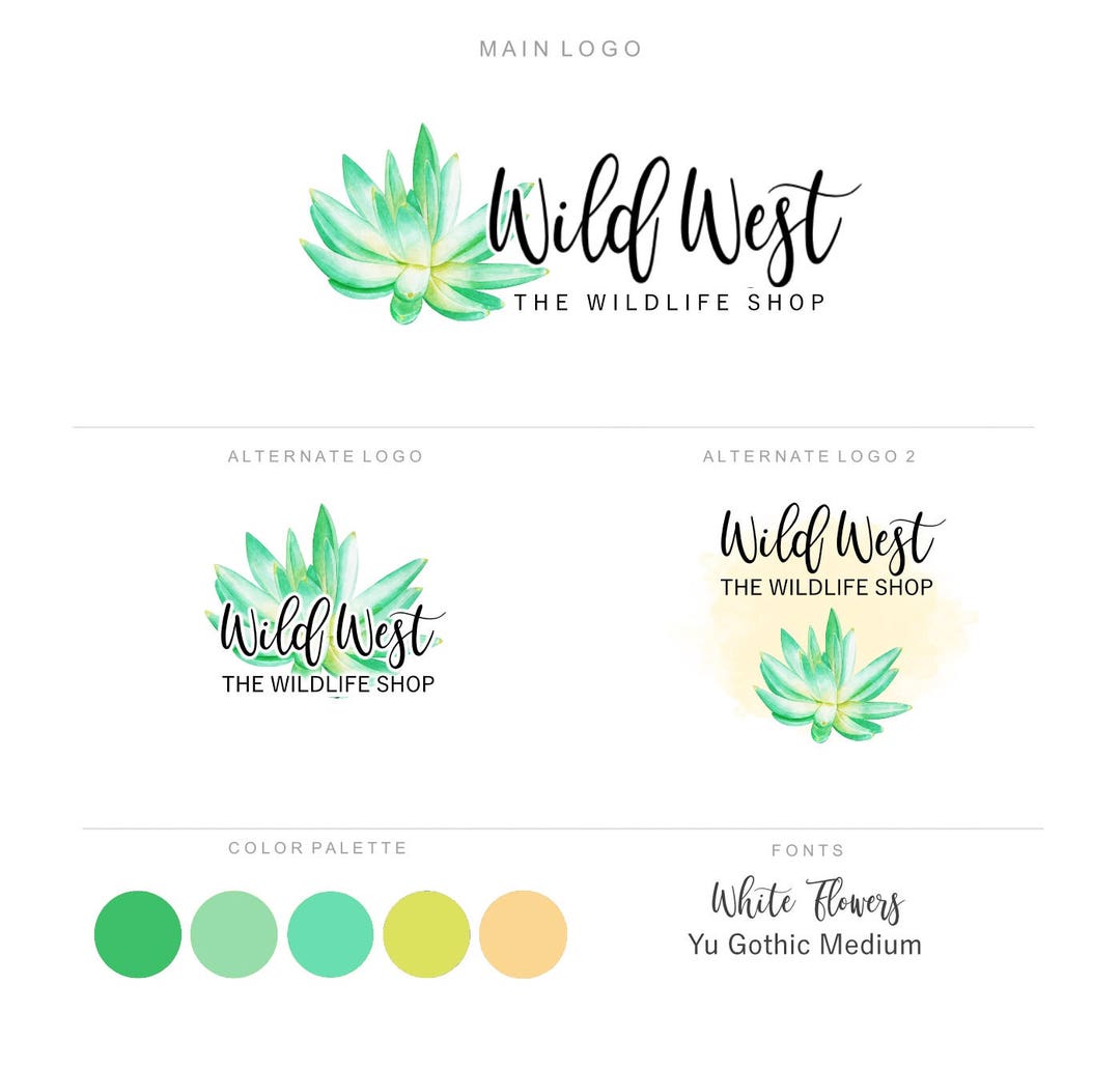 Cactus Flower Logo, Cacti Floral Logo, Western Logo, Green Yellow Logo ...