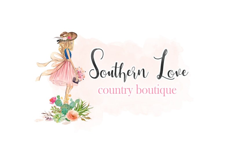 Southern Logo Country Logo Shabby Chic Logo Cactus Logo - Etsy