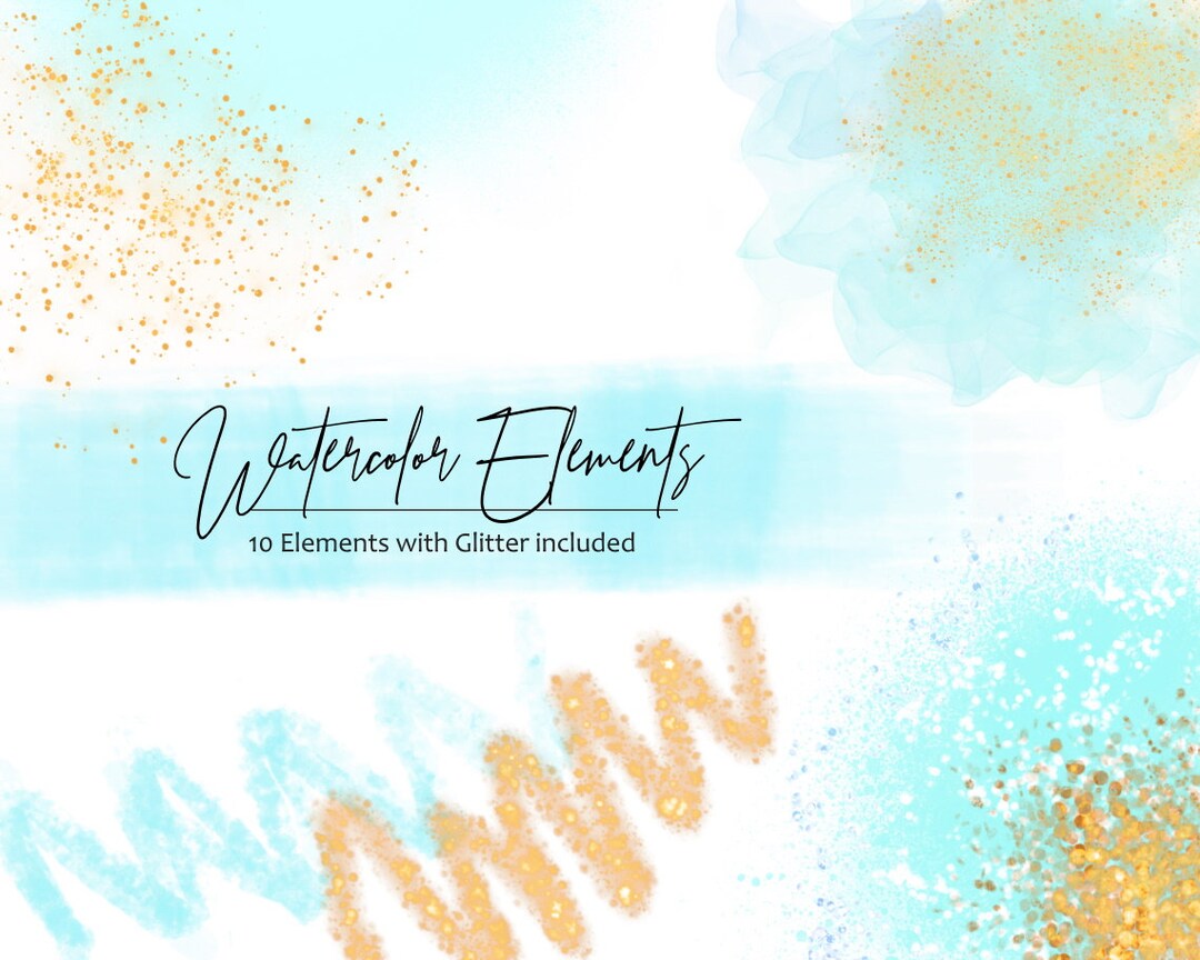 Aqua Watercolor Clipart Turquoise Watercolor Clipart - Etsy