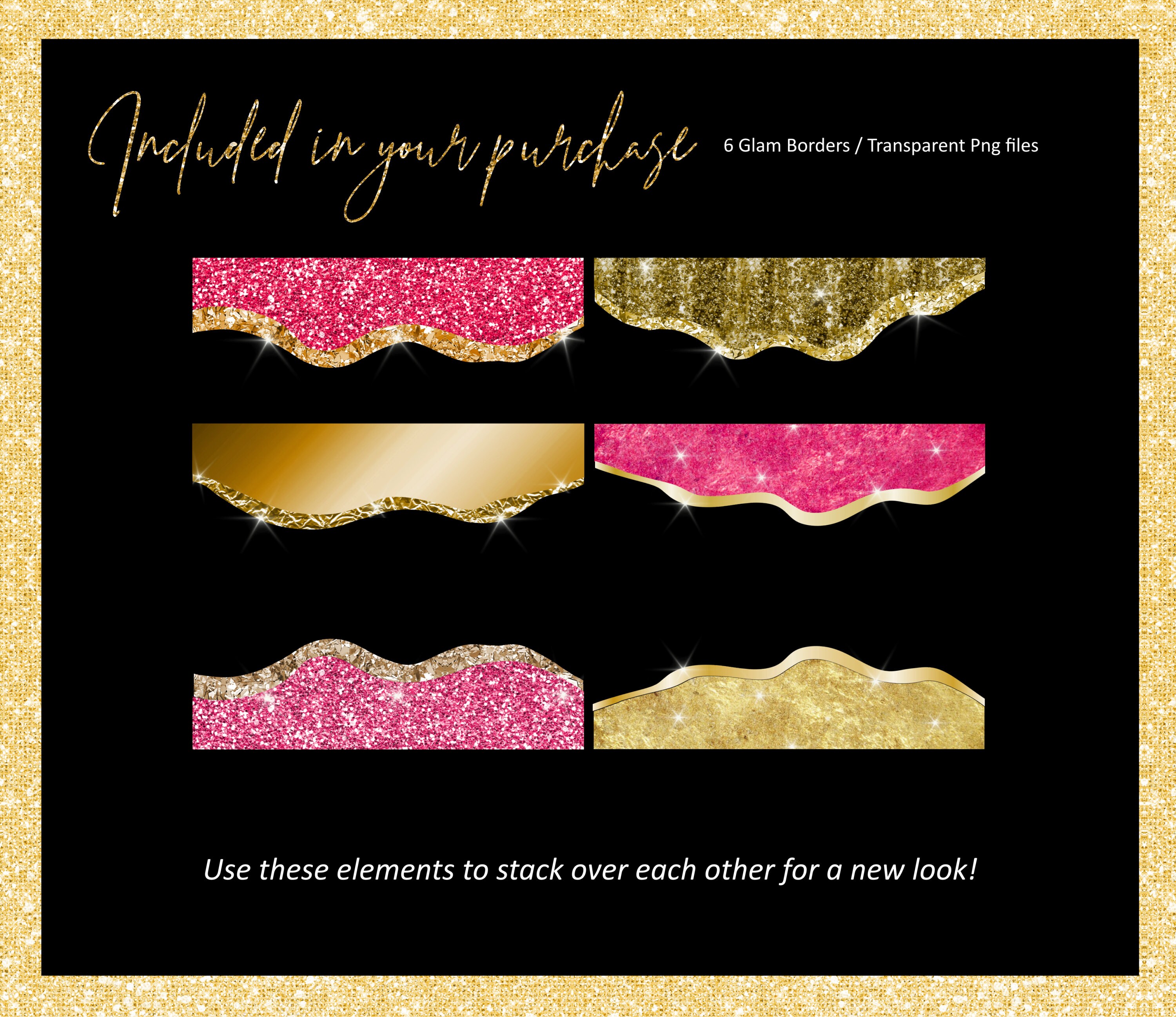 Glam Pink Border Clipart Glitter Pink Tear Borders Clipart - Etsy