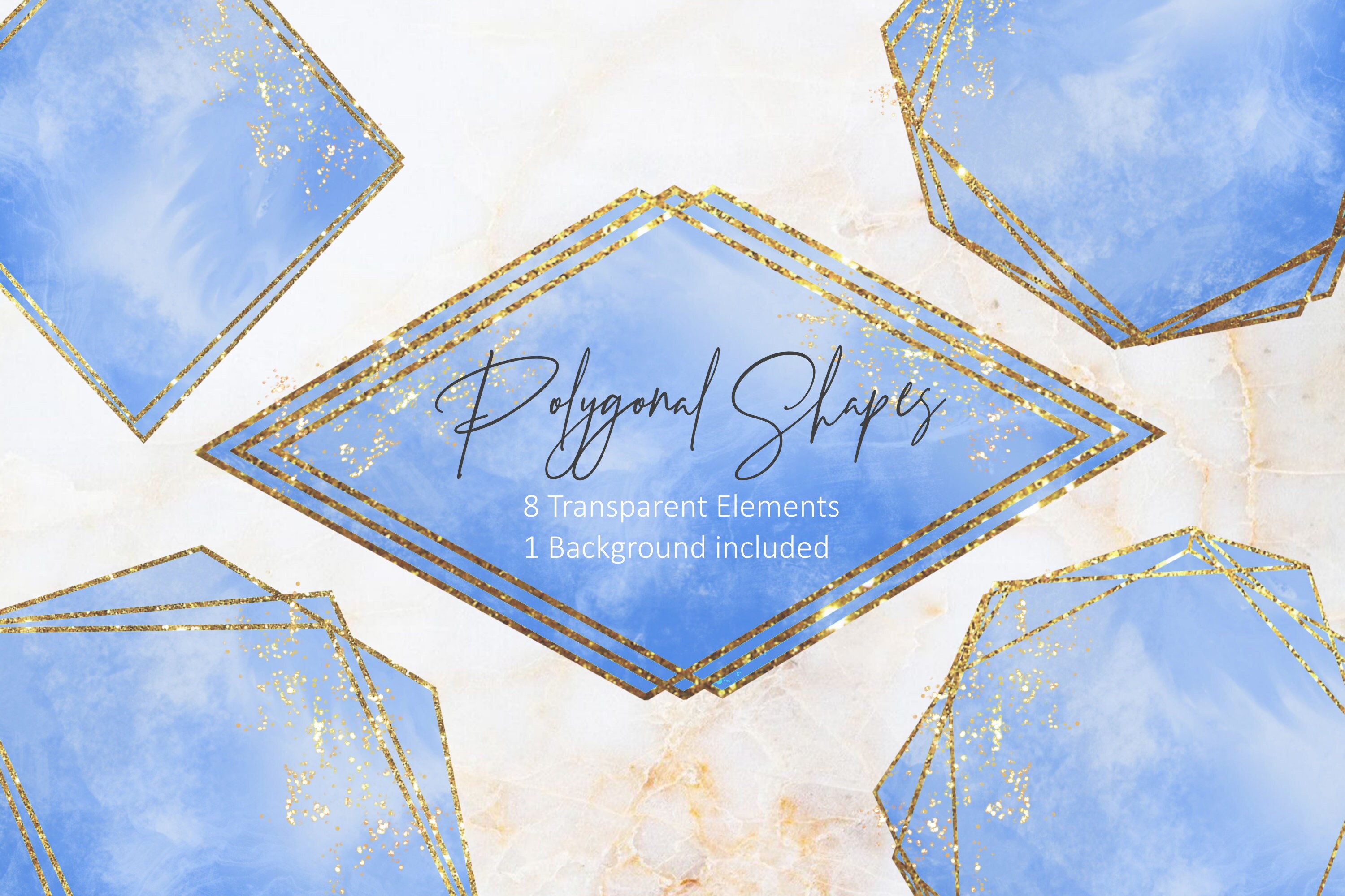 Blue Geometric Frames Blue Frame Gold Frames Commercial - Etsy