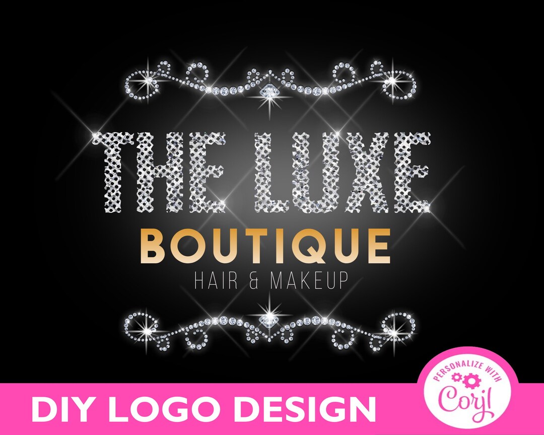 Beauty Logo, DIY Glitter Gold Logo, Diamond Crown Logo, Gold Silver ...