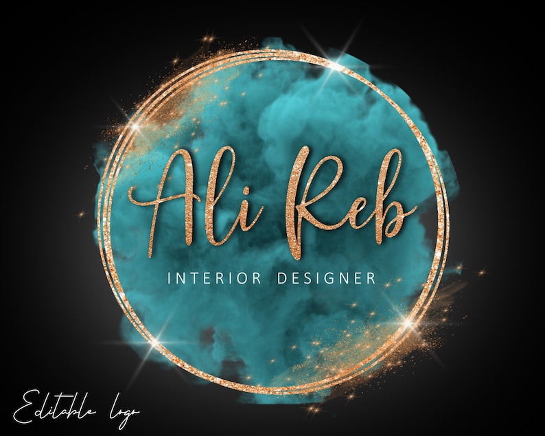 Turquoise Logo Aqua Logo Interior Designer Logo Premade - Etsy