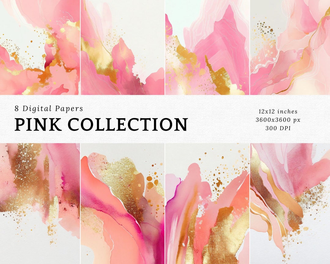 Pink Digital Paper Digital Paper Pack Hand Painted Art - Etsy