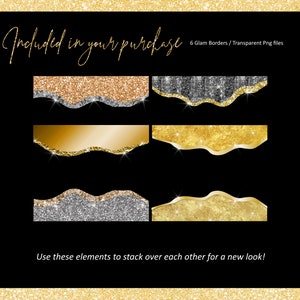 GOLD Paper Borders, Paper Tears Clipart, Gold Glitter Overlay Pngs ...