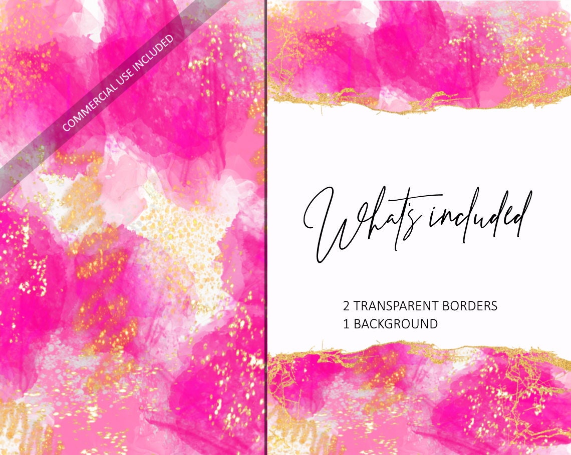 Pink Watercolor Border Clipart Pink Border Clipart Pink - Etsy