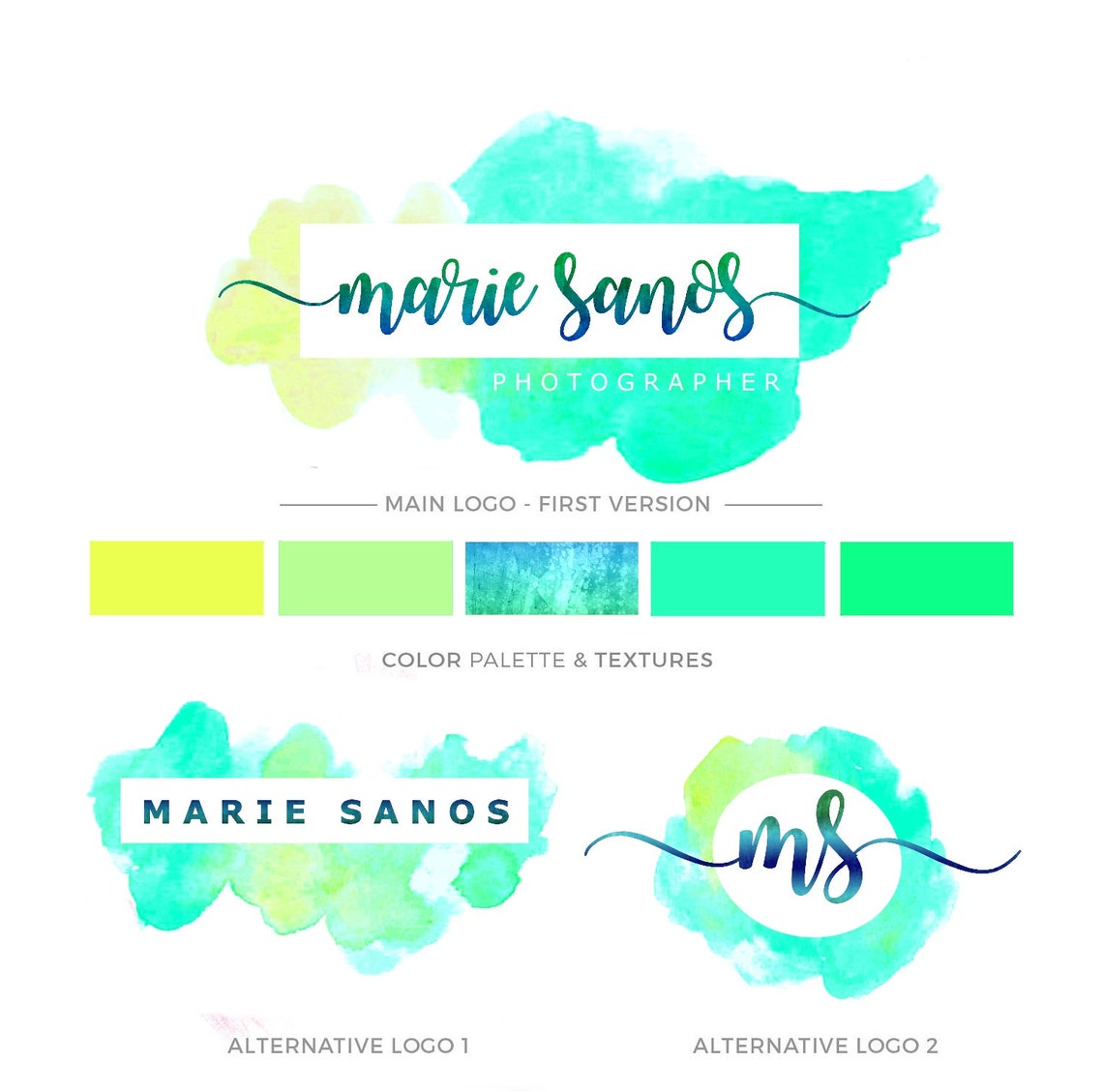Bright Green Logo Bright Neon Logo Neon Watercolor - Etsy