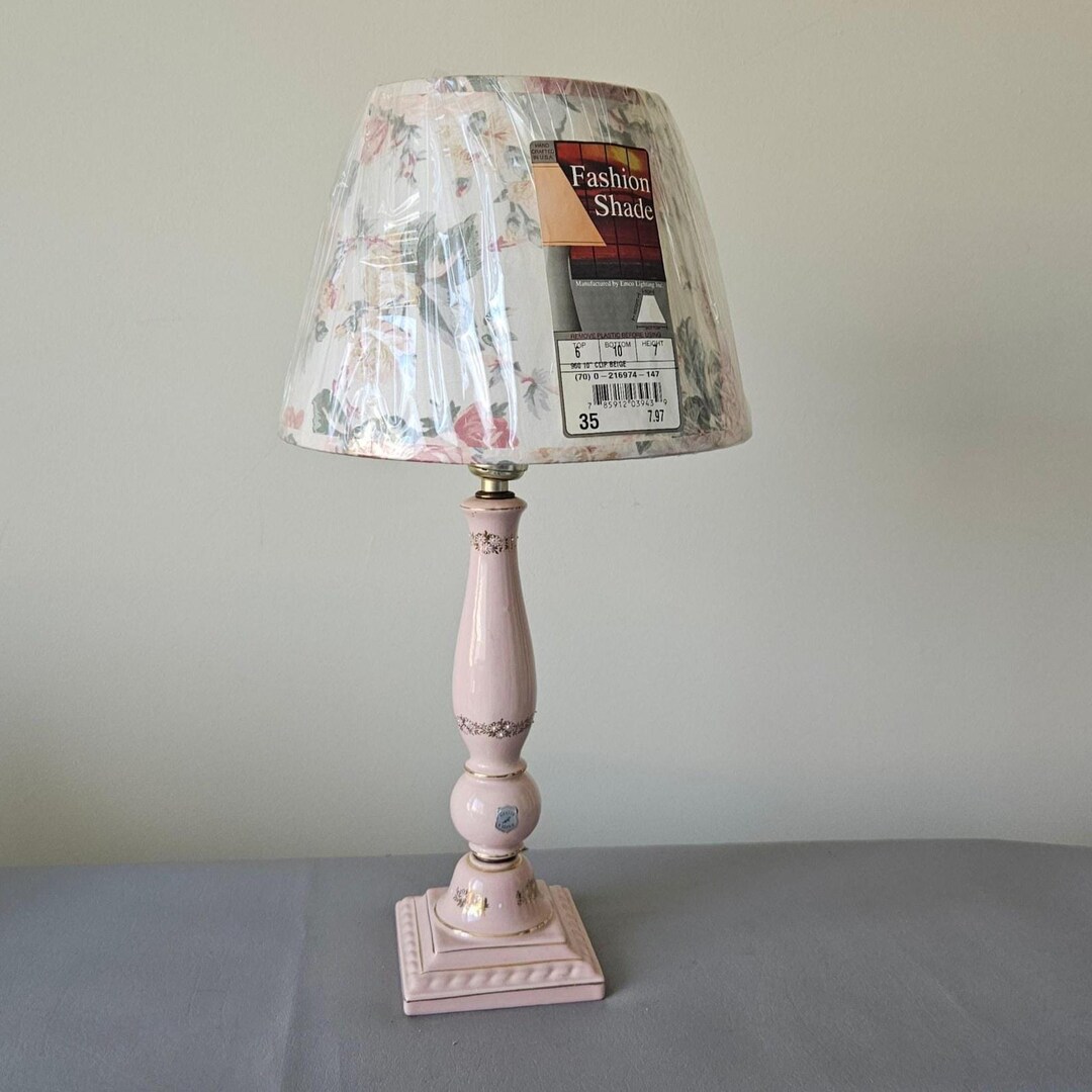1980s Shabby Chic Lampshade, Ivory Rose Floral Cottagecore Shade, Clip ...