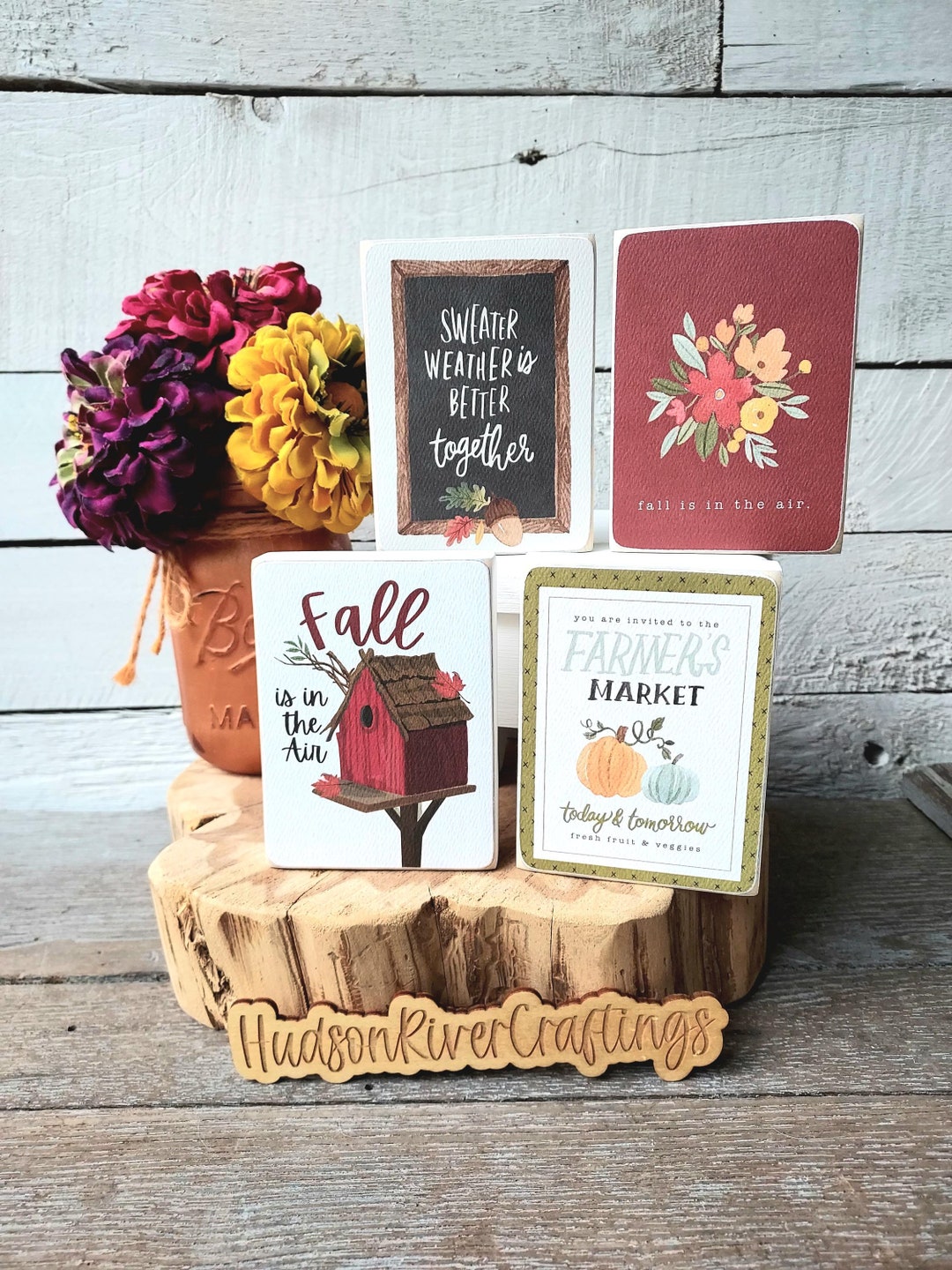 Fall Mini Block Signs, Autumn Mini Signs, Fall Tiered Tray Decor ...