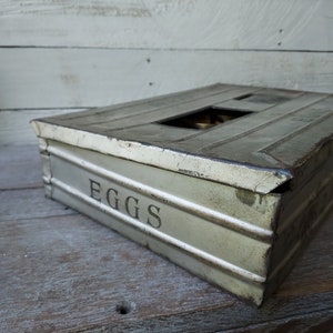 Metal Egg Box, Vintage 1920s, Tin Shipping Crate for Eggs, Egg Dividers ...