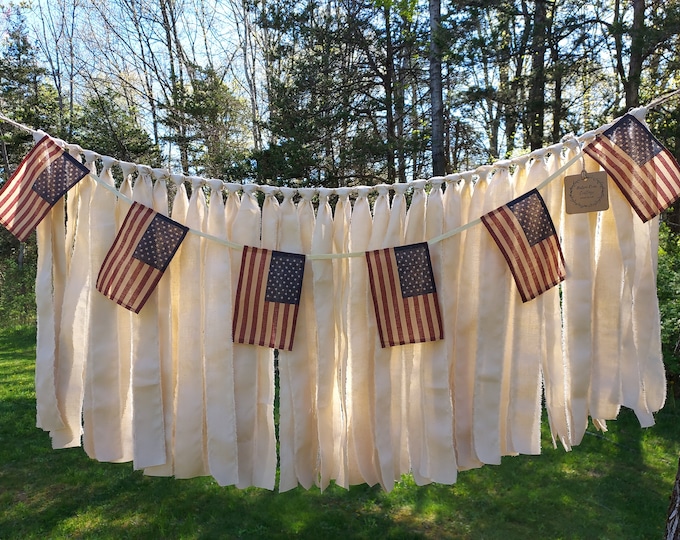 PRE-ORDER Patriotic Farmhouse Garland, American Flag Garland, Americana ...