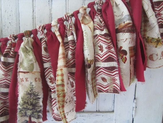 Rustic Fabric Garland Fall Garland Rag Tie Garland With - Etsy