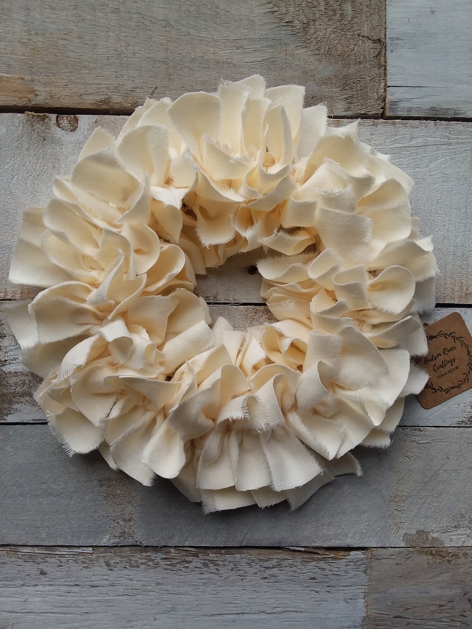 Cream Flannel Fabric Wreath 12", Neutral Wall Decor, Country Farmhouse ...