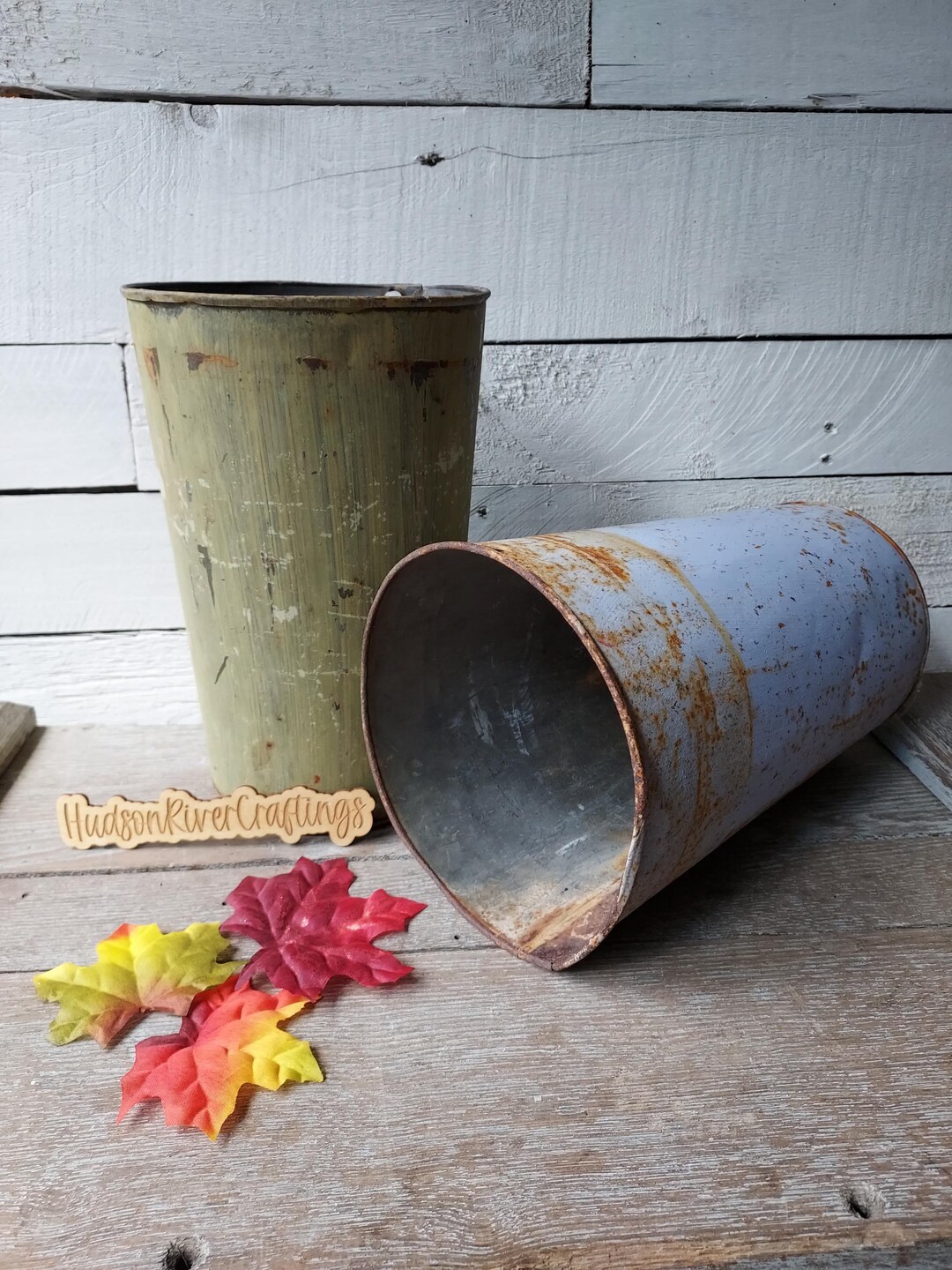 Vintage Sap Buckets, Maple Syrup Pails, Painted Sap Buckets, Primitive ...