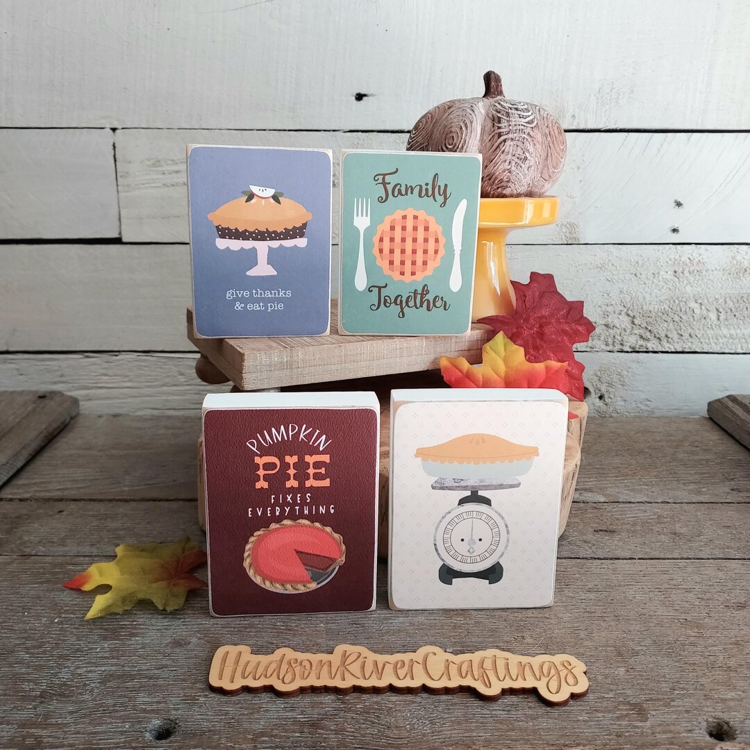 Thanksgiving Pie Mini Block Signs, Thanksgiving Decor, Thanksgiving ...